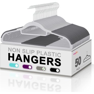 INTERNATIONAL HANGER Black Plastic Bottom Hanger with Pinch Grips, 50 ...