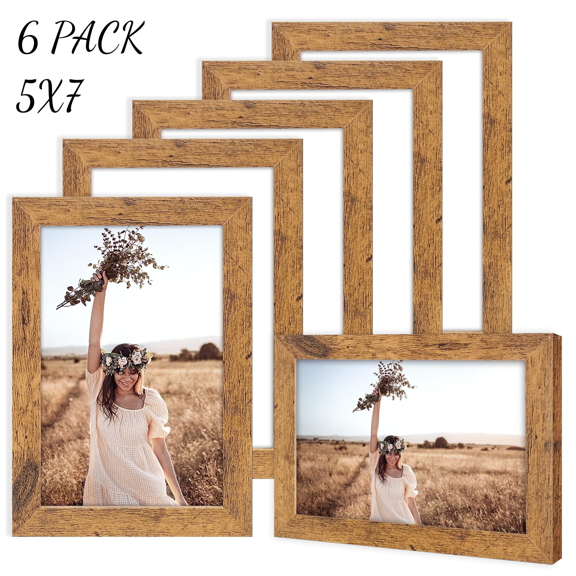 House Day 5x7 Picture Frames Set of 6 Rustic Wall Collage Frames Wood ...