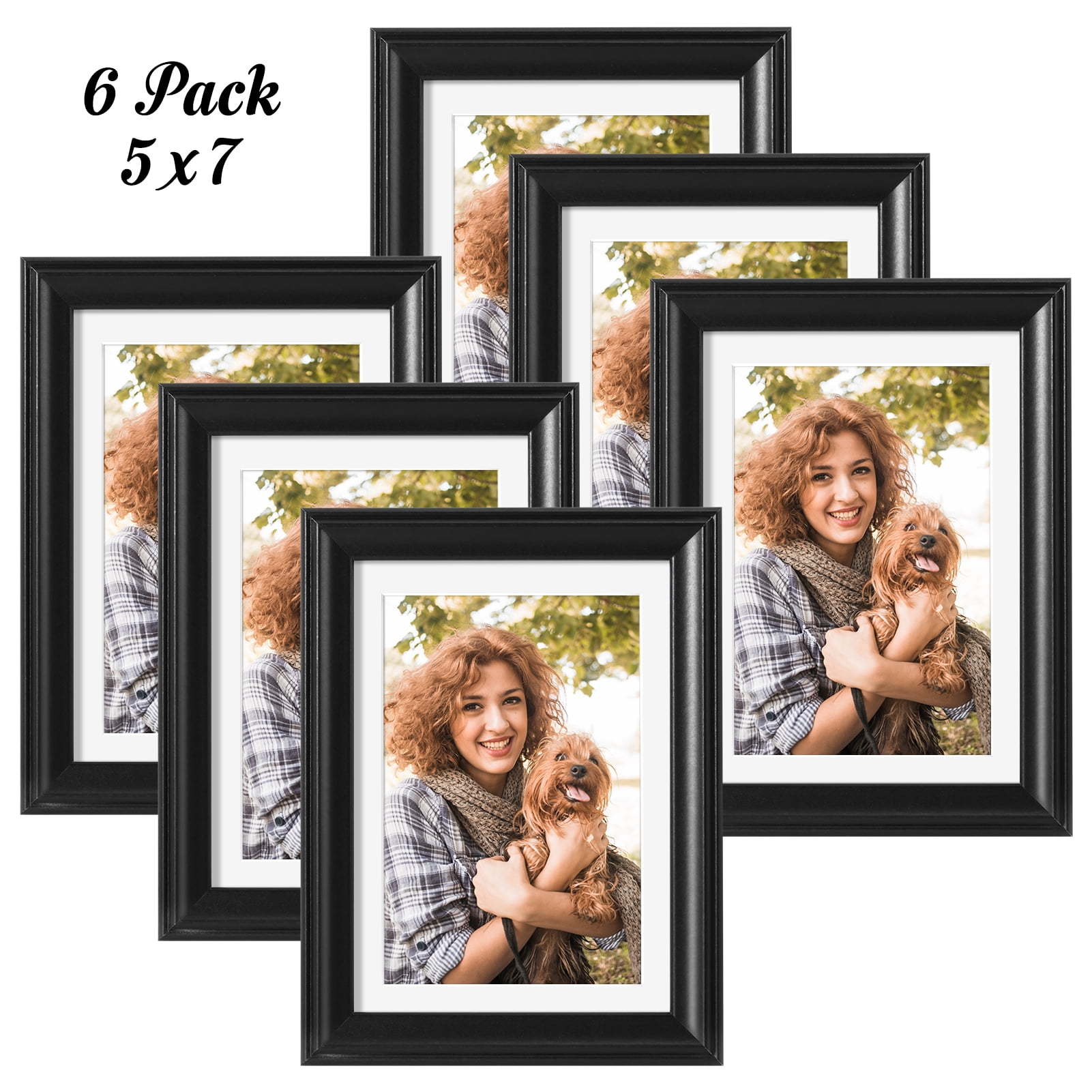 HOUSE DAY Photo Gallery Wall 5x7 Picture Frames Set of 6, Black Home ...