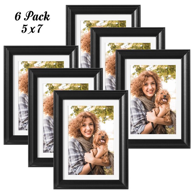 HOUSE DAY Photo Gallery Wall 5x7 Picture Frames Set of 6, Black Home ...