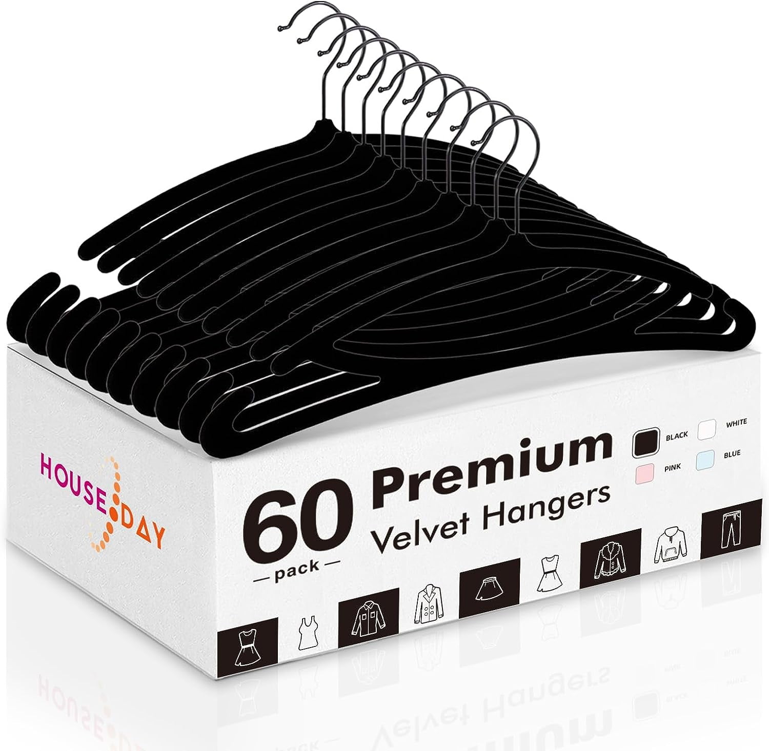 INTERNATIONAL HANGER Black Wood Clamp Hanger with Felt Lining and Snap ...