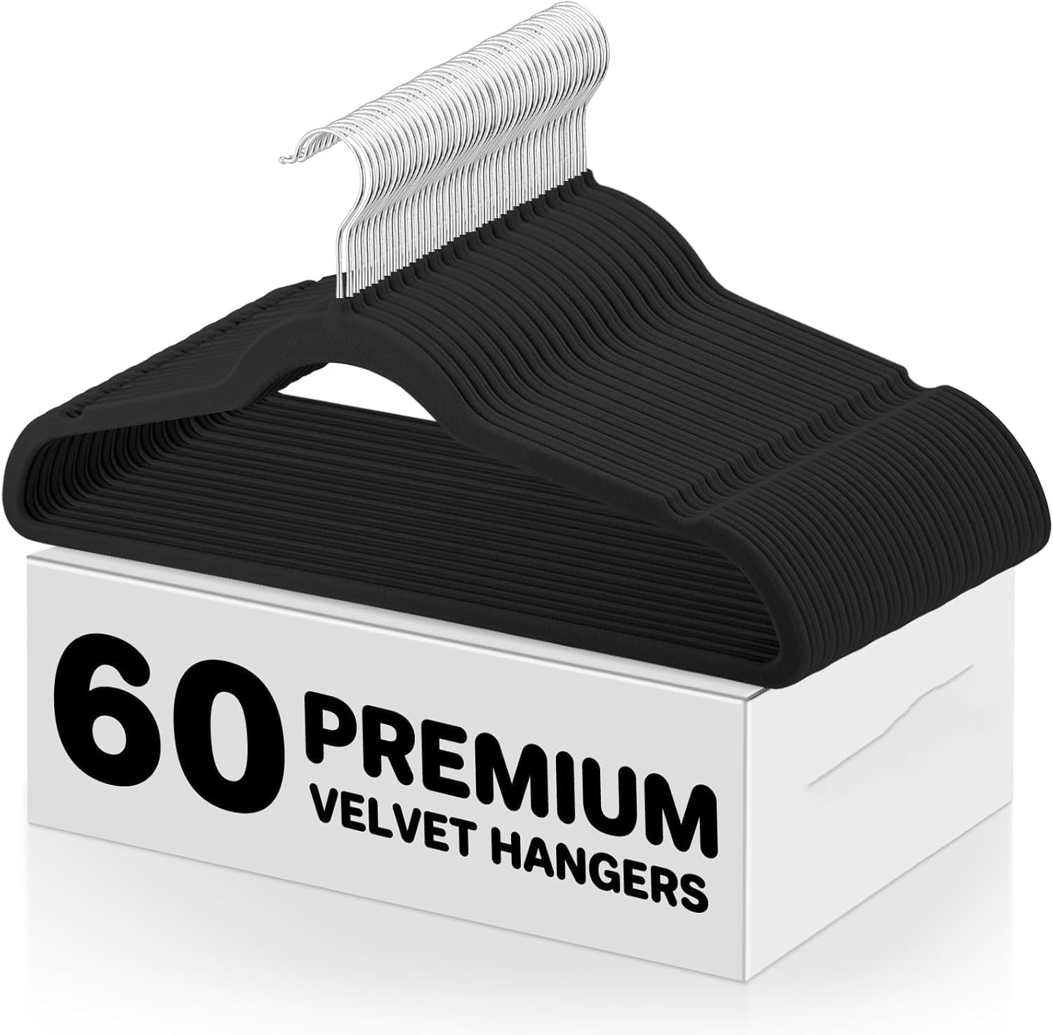 HOUSE DAY Black Velvet Hangers 60 Pack, Premium Clothes Hangers Non ...