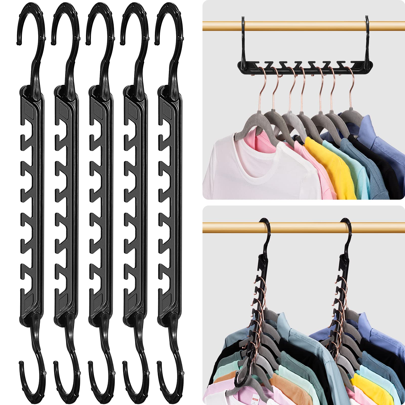 HOUSE DAY Closet Organizers and Storage, Magic Space Hangers 5 Pack ...