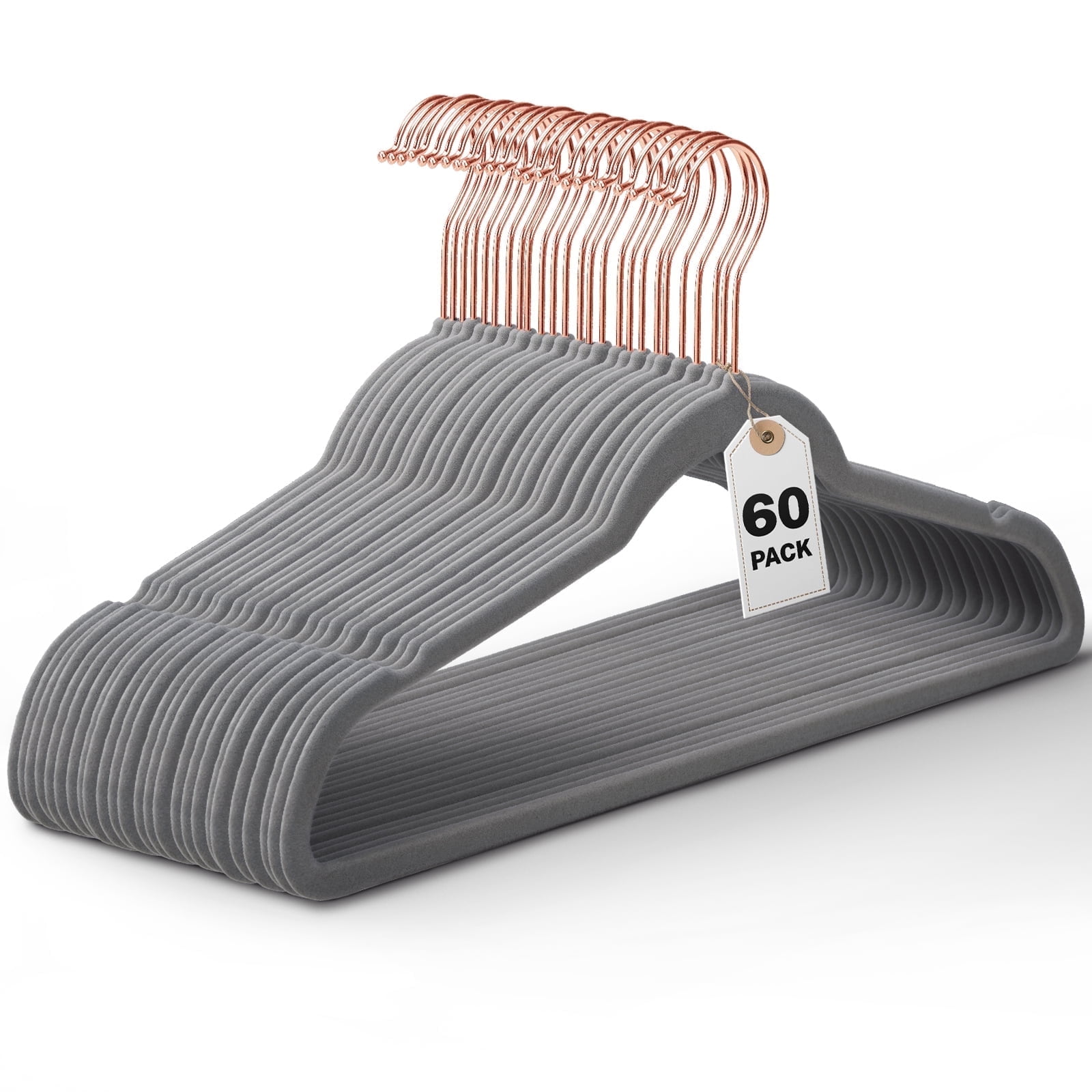 House Day Grey Velvet Hangers 60 Pack, Premium Clothes Hangers, Sturdy ...