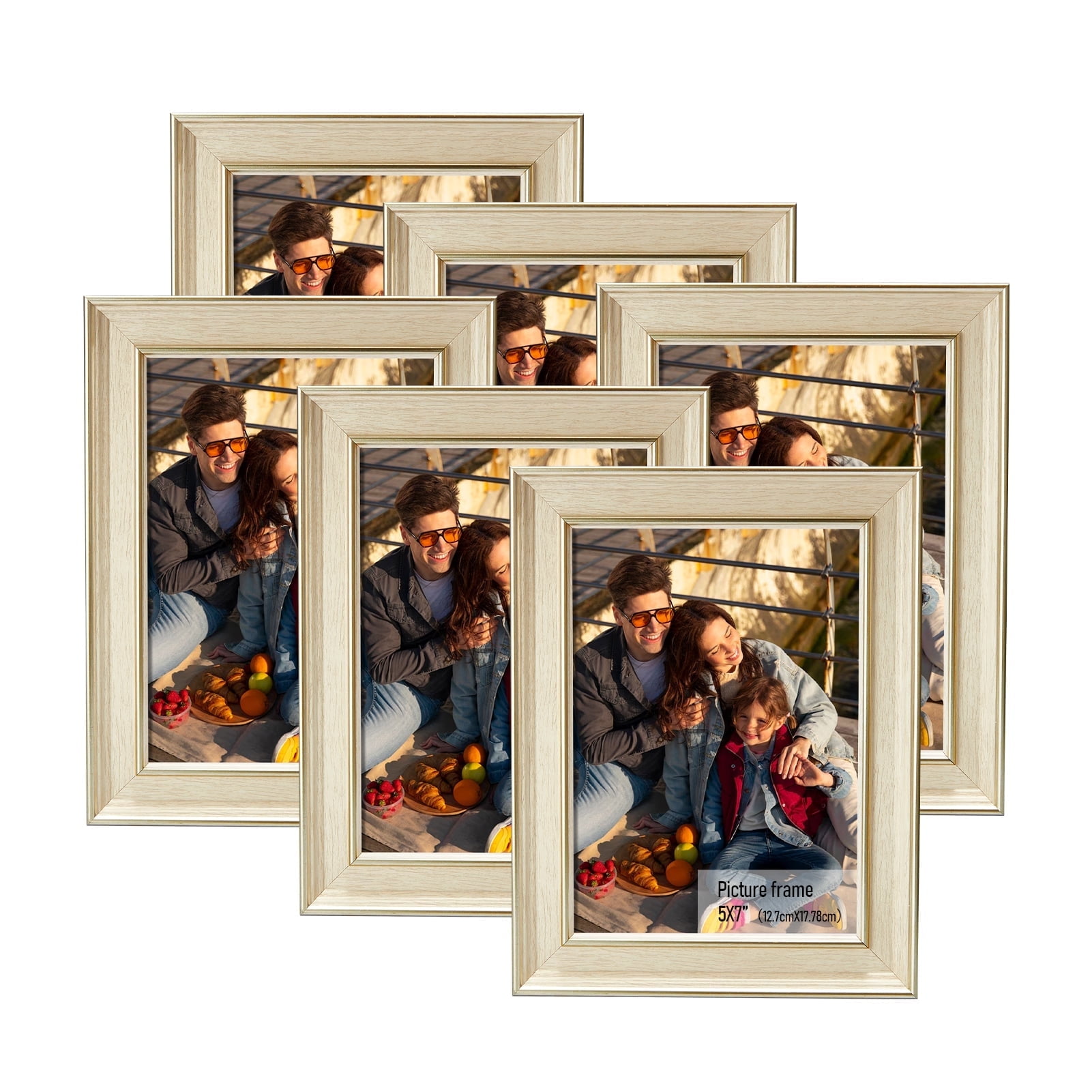 HOUSE DAY Picture Frames, 5x7 Wooden Picture Frames Set of 6, Picture ...