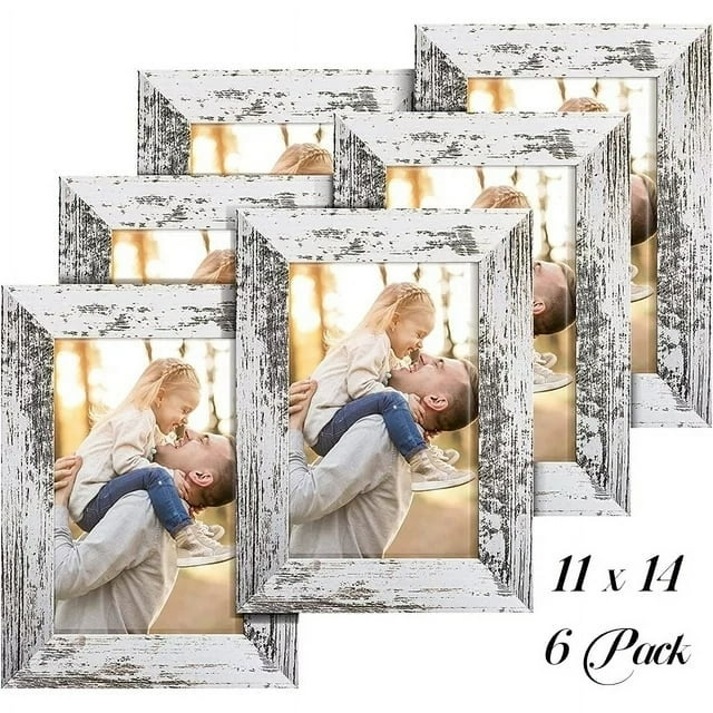 HOUSE DAY 11x14 Distressed White Farmhouse Rustic Photo Frames, Set of ...