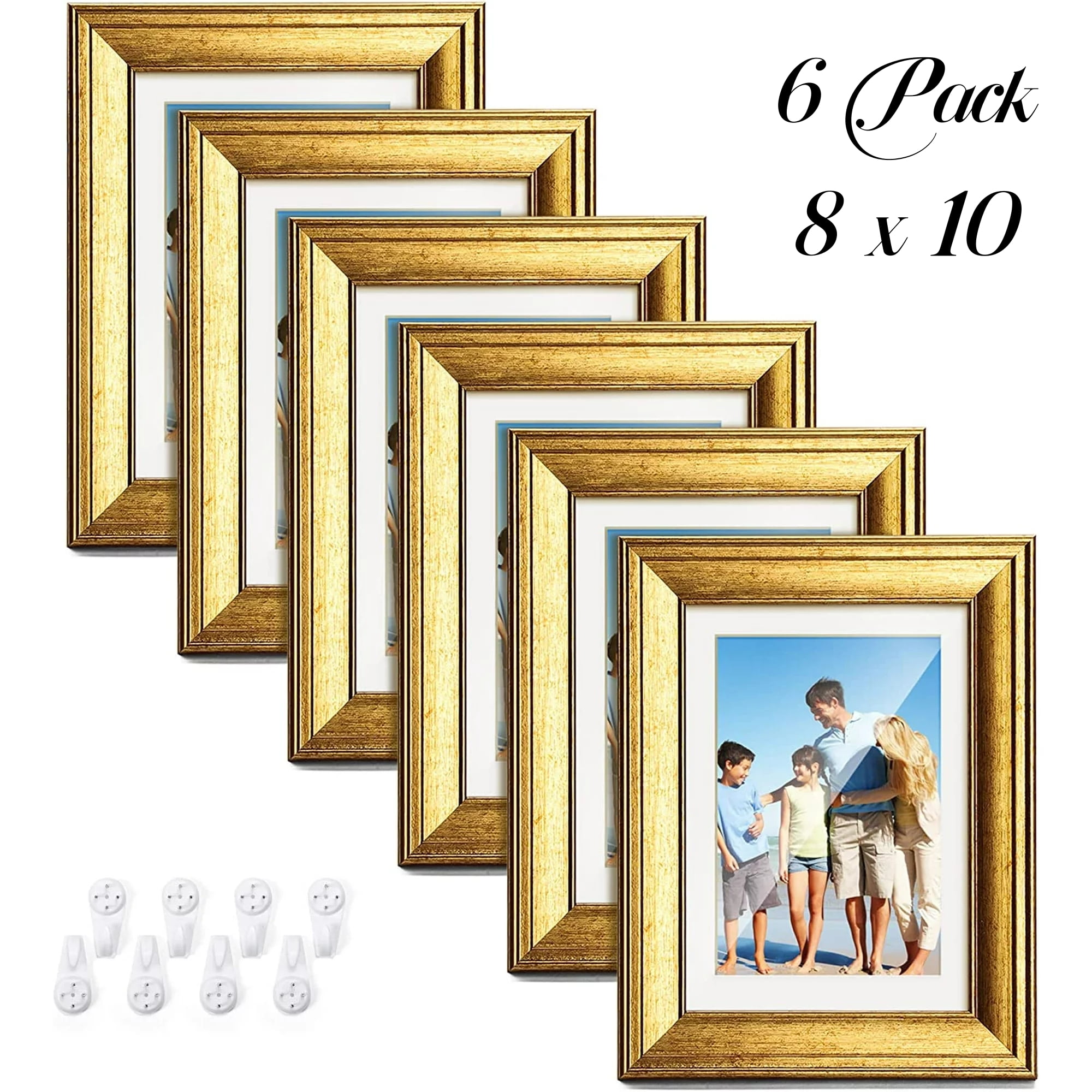 HOUSE DAY Fancy Table Top 8x10 Gold Picture Frames Set of 6, Wall ...