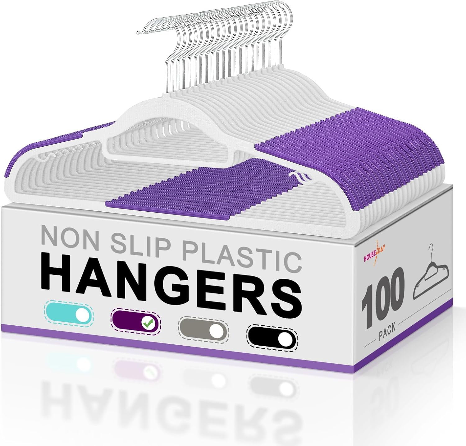 HOUSE DAY Plastic Hangers 100 Pack, Plastic Clothes Hangers Non Slip ...
