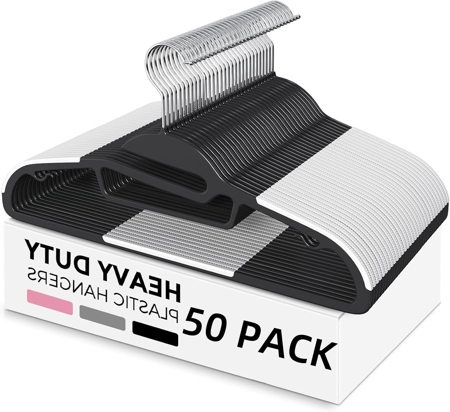 House Day Adult Plastic Non-Slip 50-Count Clothes Hangers with Rubber ...