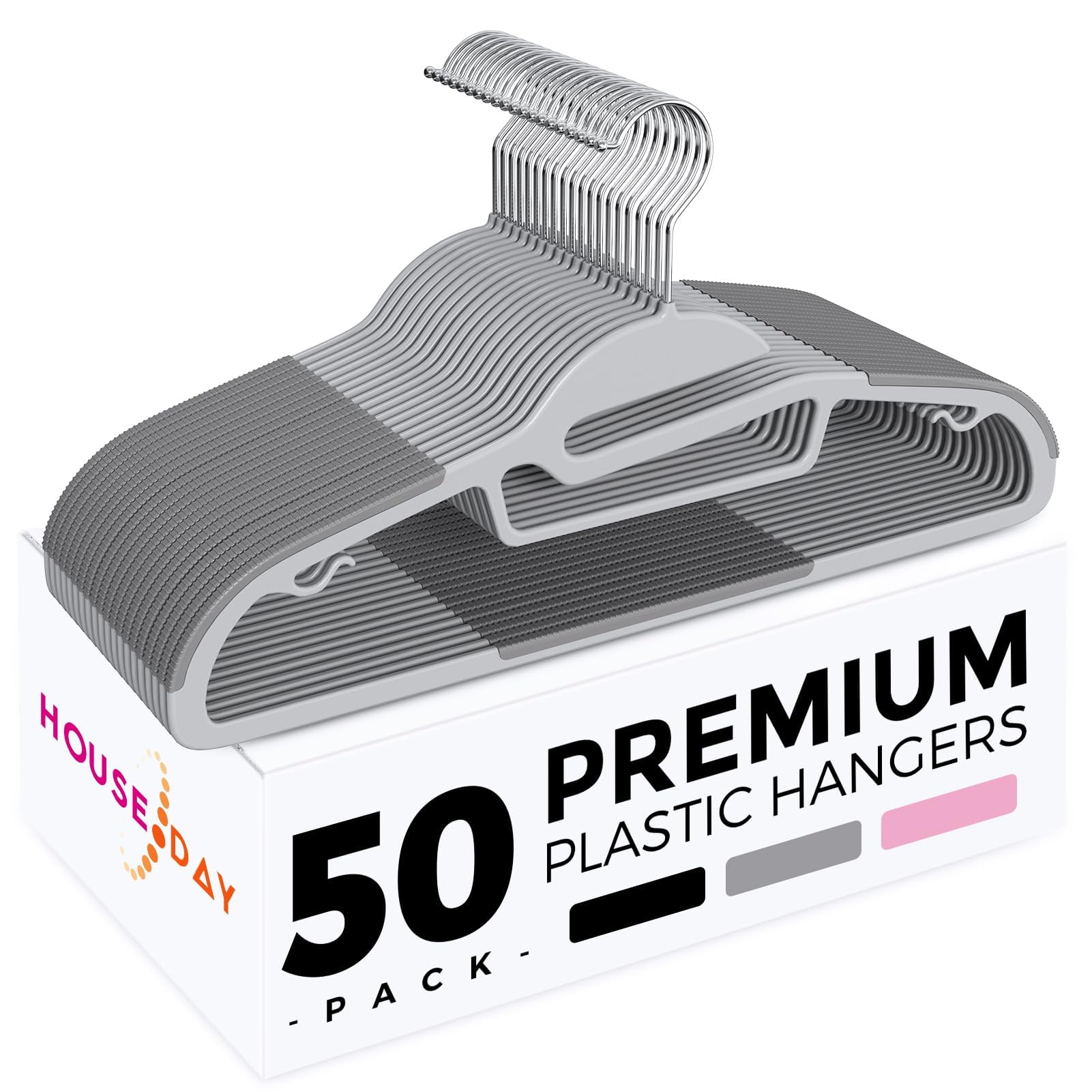 HOUSE DAY Plastic Hangers 50 Pack, Slim Clothes Hangers Space Saving ...