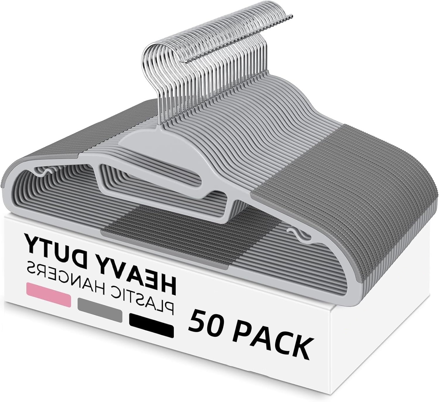 House Day Plastic Hangers, 50 Pack Clothes Hangers, Space-Saving S ...