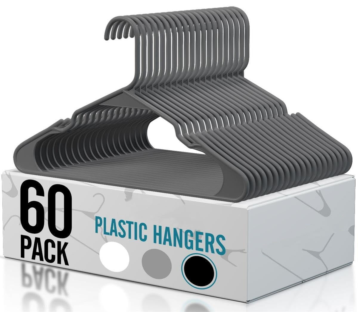 HOUSE DAY Plastic Hangers 60 Pack, Heavy Duty Coat Hanger for Closet ...