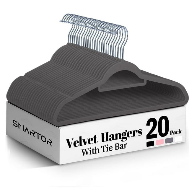HOUSE DAY Premium Velvet Hangers 20 Pack ,Non-Slip Clothes Hangers with Tie Bar, Standard ...