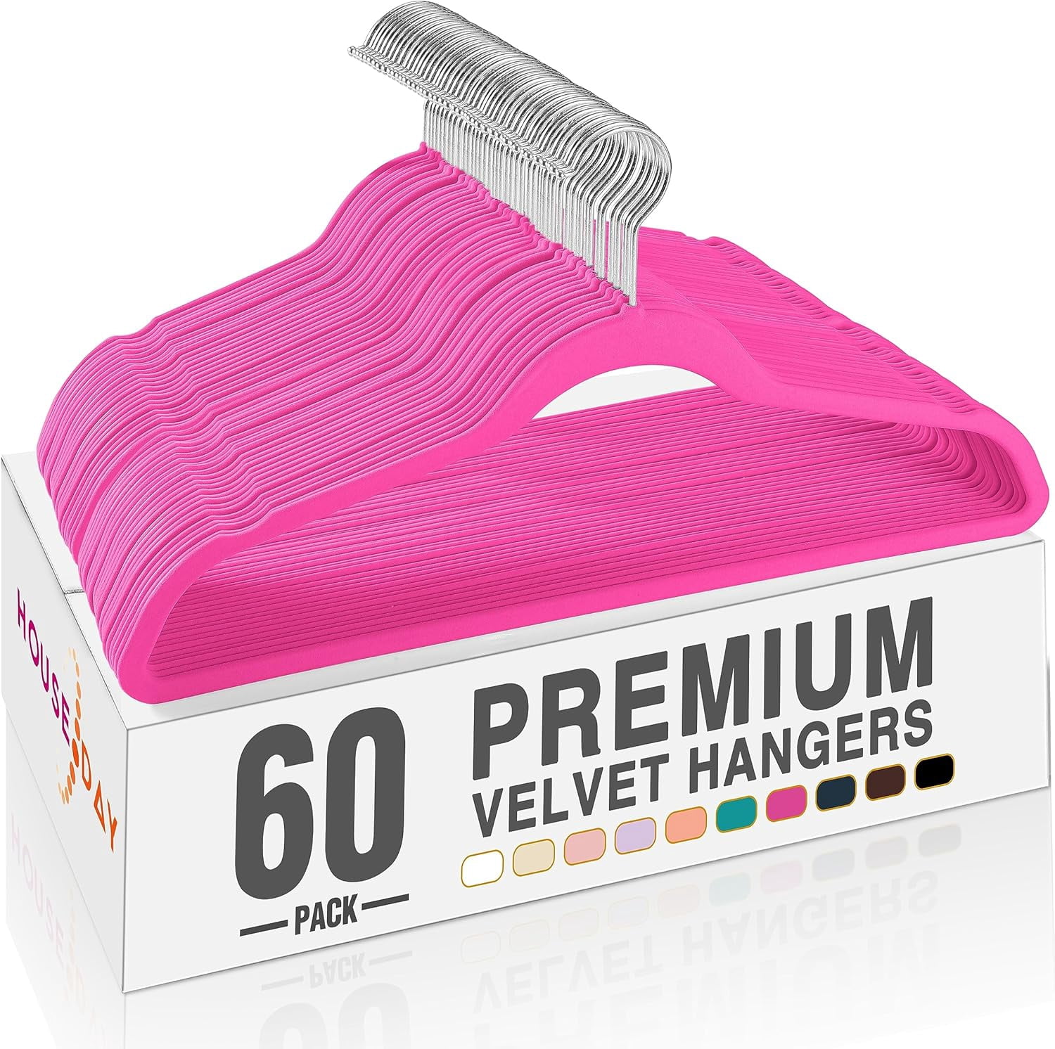 HOUSE DAY Rosy Red Velvet Hangers 60 Pack, Non Slip Clothes Felt Hanger ...