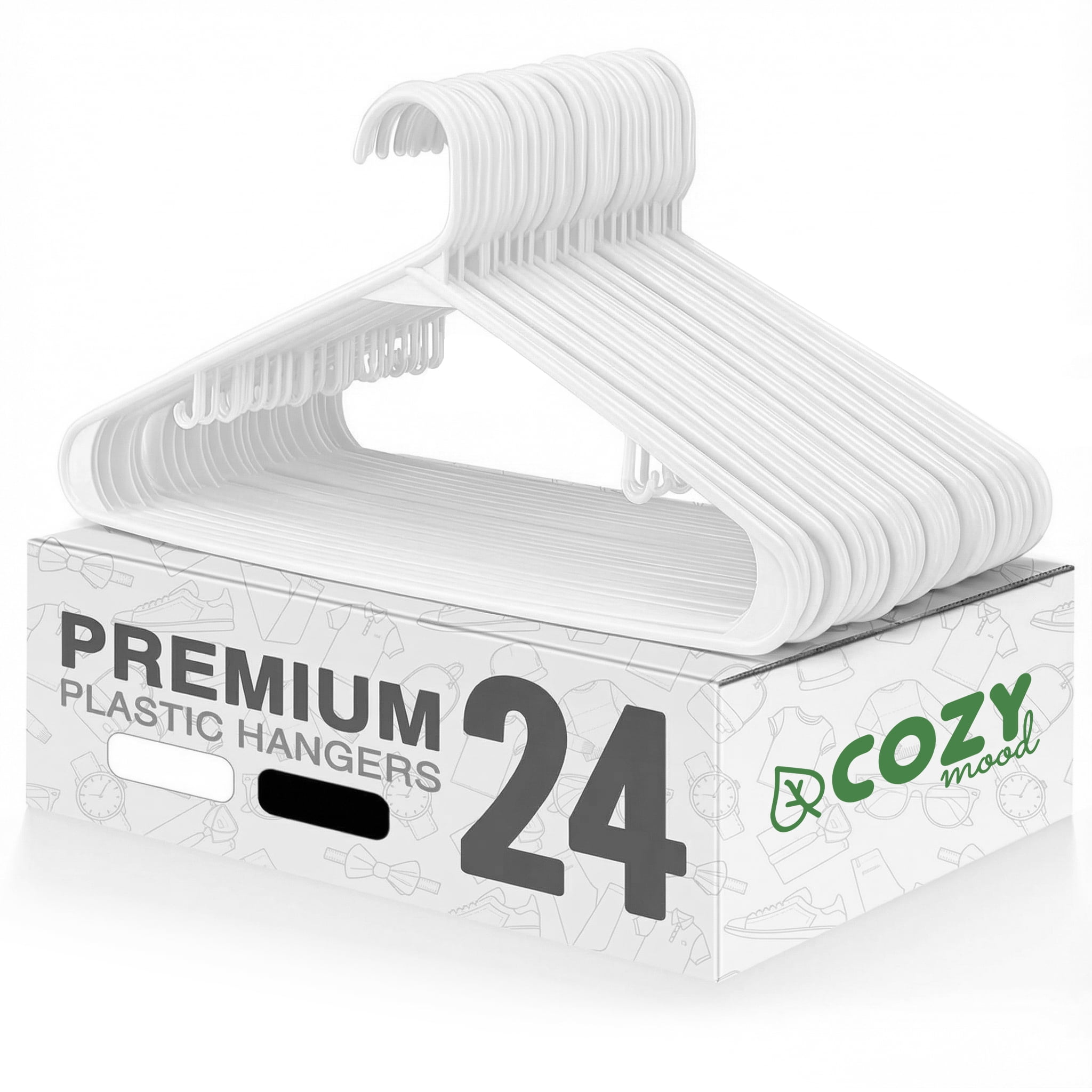 HOUSE DAY Durable Plastic Tubular Hangers - 24-Pack, Slim & Space ...