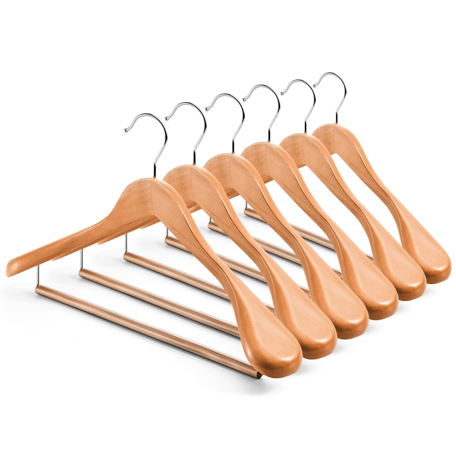 HOUSE DAY Wide Shoulder Wooden Hangers, Wood Suit Hangers with Non Slip ...