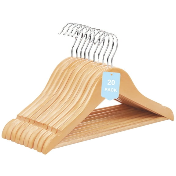 Kids Wooden Hangers 20 Pack, 12.8 Inch White Solid Baby Wood Hangers ...