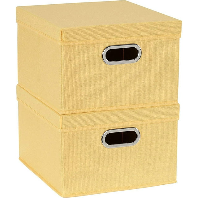 HOUSEHOLD ESSENTIALS Collapsible Linen Storage Boxes, 2pk, Carnation ...