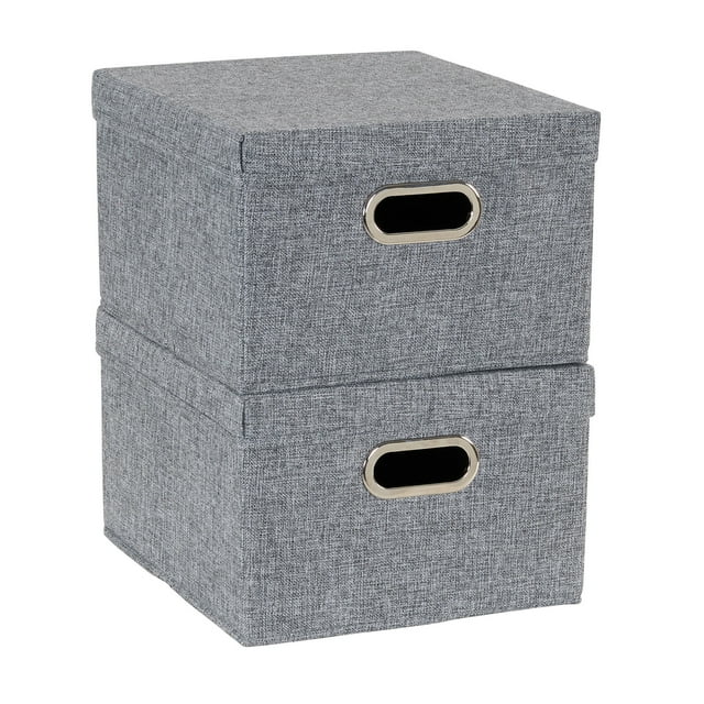 HOUSEHOLD ESSENTIALS Collapsible Linen Storage Boxes, 2pk, Carnation ...