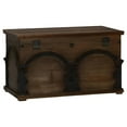HOUSEHOLD ESSENTIALS Large Wooden Storage Trunk with Decorative Arch ...