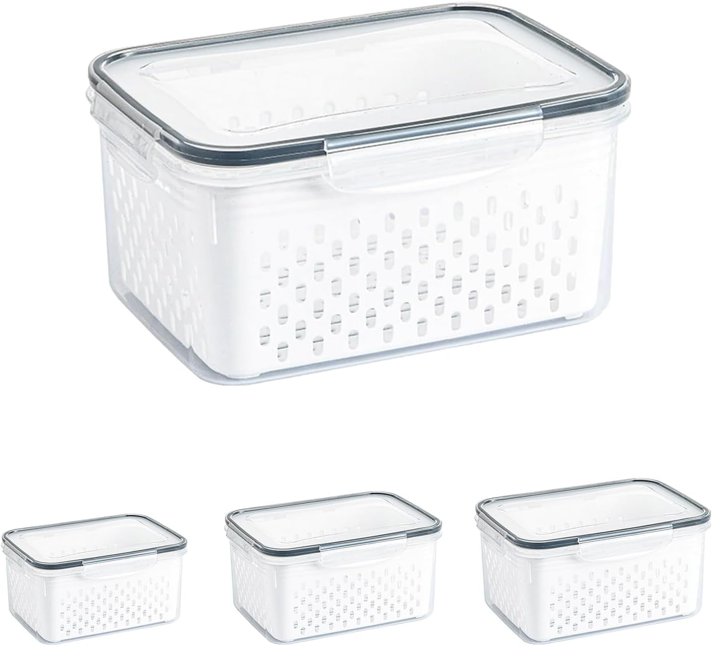 HOUSEHOLD TRANSPARENT PLASTIC FOOD STORAGE CONTAINERS WITH DRAINAGE ...