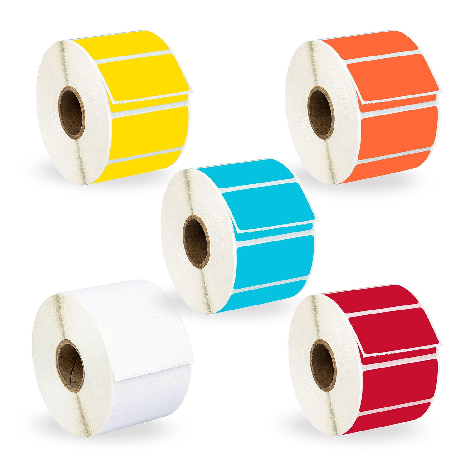 HOUSELABELS 2" x 1" Yellow, Orange, Blue, White, Red Barcode Labels on ...