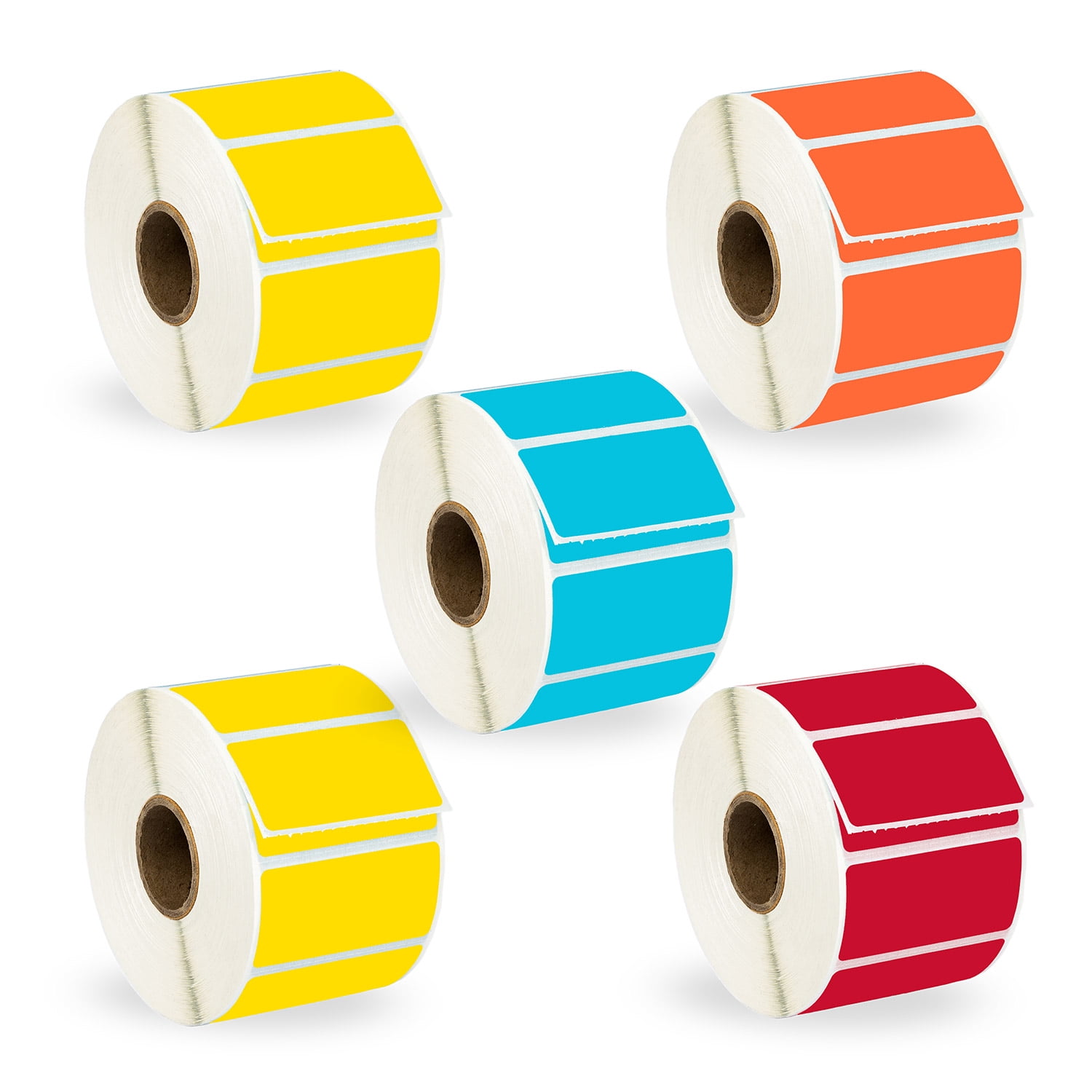 HOUSELABELS 2" x 1" Yellow, Yellow, Orange, Blue, Red Barcode Labels on ...