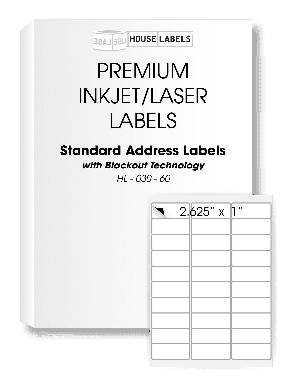 HOUSELABELS 30-up Address Labels (1" x 2-5/8") with BLACKOUT Technology ...
