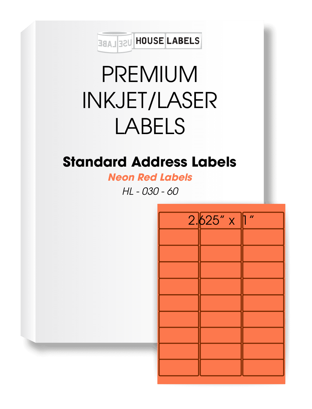 HOUSELABELS 30-up NEON FLUORESCENT RED/ORANGE Address Labels (1" x 2-5/ ...