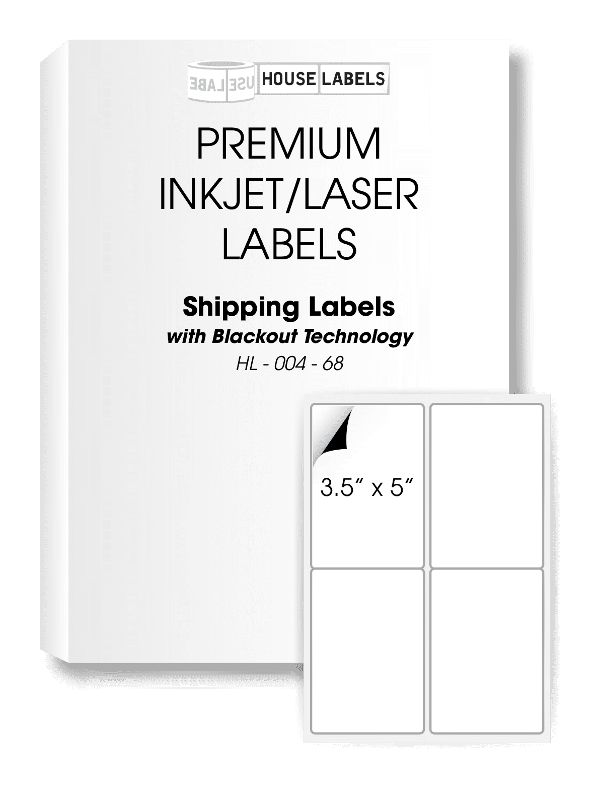 HOUSELABELS 4-up Shipping Labels (3-1/2" x 5") with BLACKOUT Technology ...