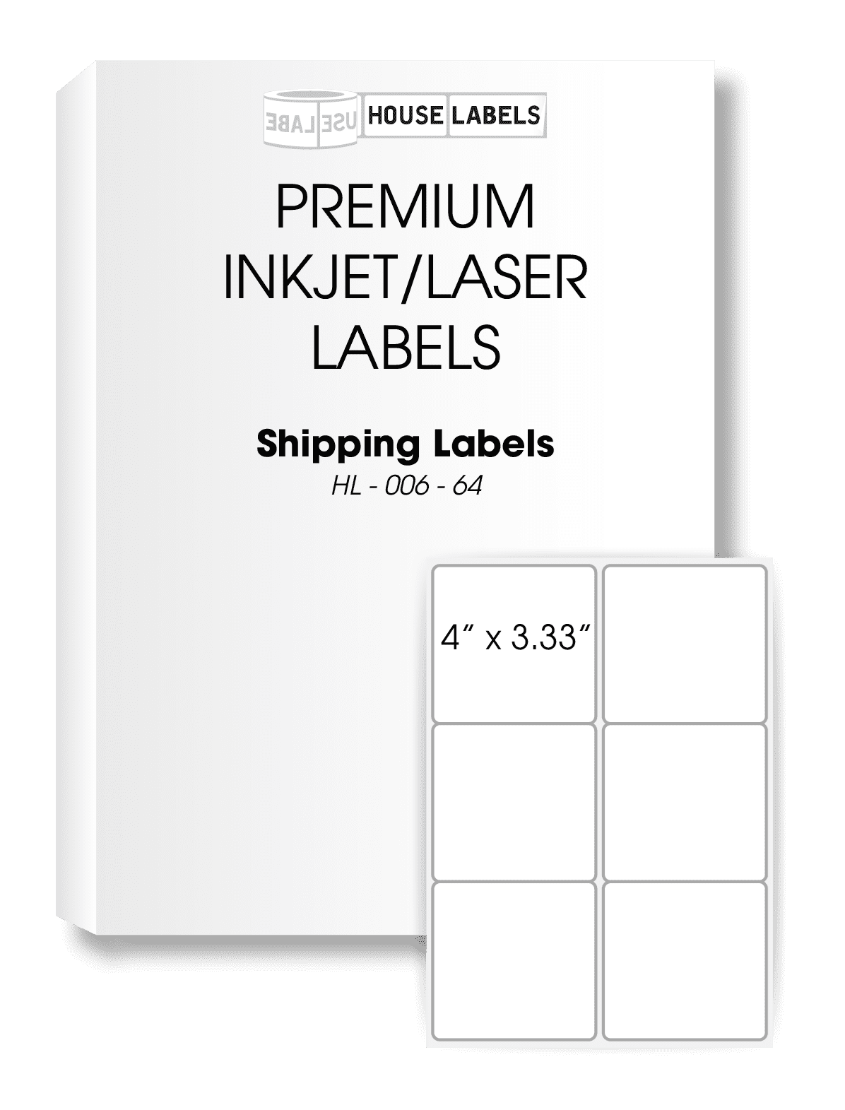 HOUSELABELS 6-up Shipping Labels (4" x 3-1/3") For Laser and Inkjet ...