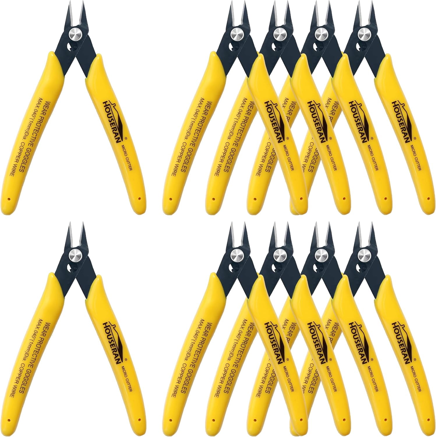 HOUSERAN 10 Pcs 5 Inch Flush Cut Pliers with Spring Side Cutting Pliers ...