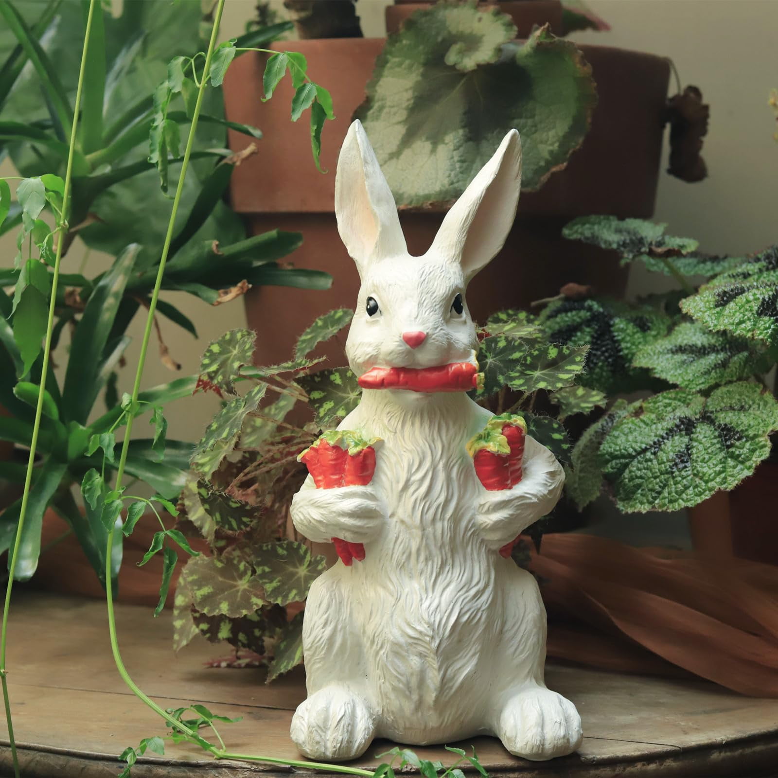 HOUSINGOD Resin Bunny Statue Easter Bunny Sculpture Fluffy Rabbit ...
