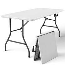 6ft Heavy Duty Folding Table, Fold in Half Plastic Table with Handle ...