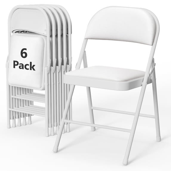 HaiCube 6-Pack PU Leather Padded Folding Chair, Heavy Duty Portable ...