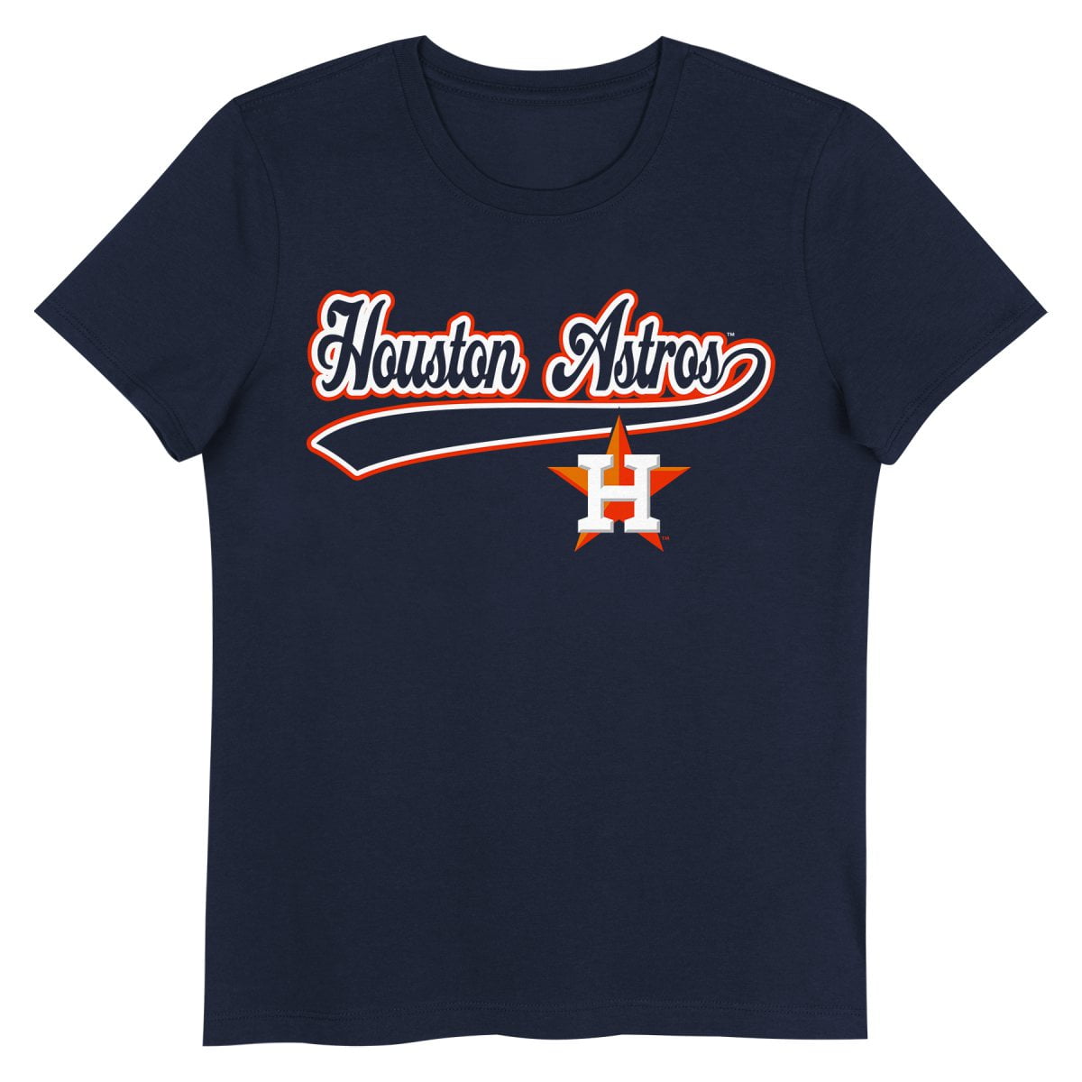 HOUSTON ASTROS Girls Primry Color Cotton Crew Short Sleeve Script Tee ...