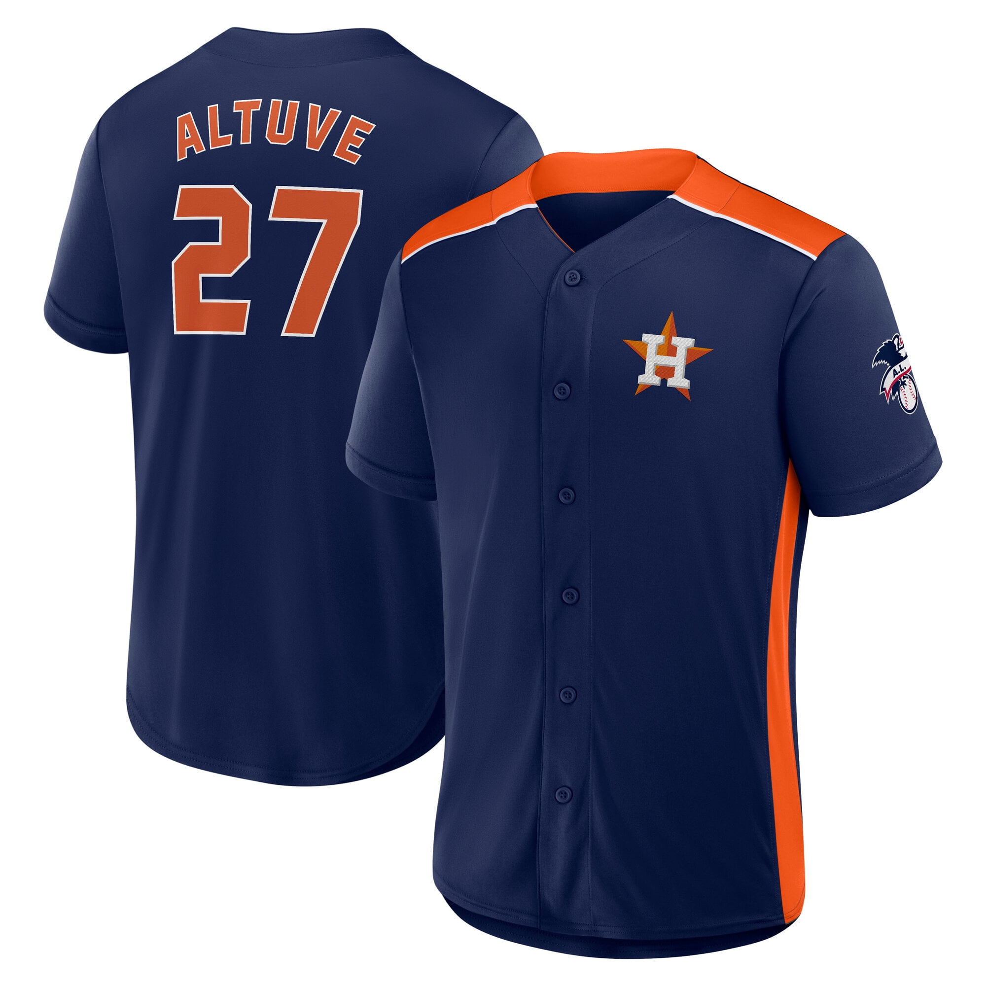 Jose Altuve Houston Astros Men's Navy Outperform Poly Full-Button ...