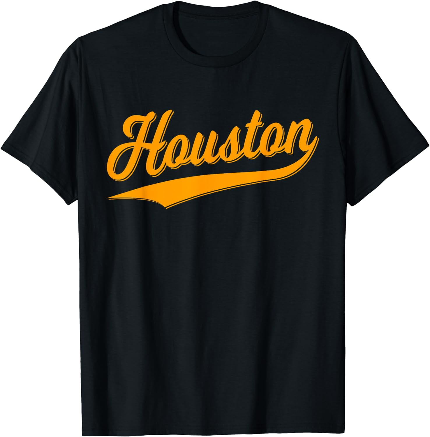 HOUSTON SPORTS SCRIPT CURSIVE CLASSIC TEXAS FLAG SWOOSH T-Shirt Black ...