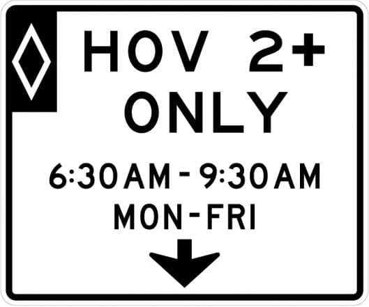 HOV Lane Assignment Sign Regulatory Traffic Signs Metal - Caution ...
