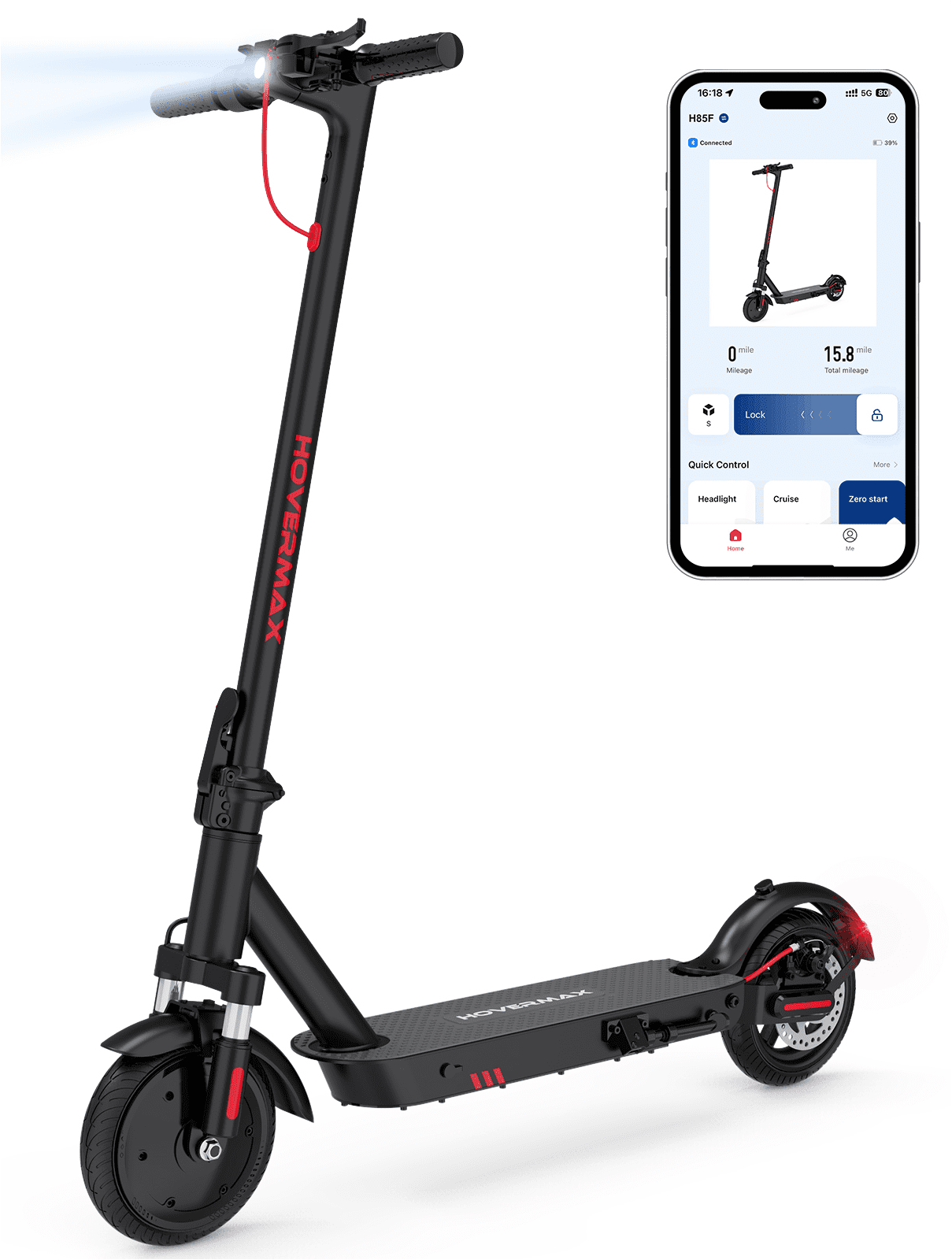 HOVERMAX Electric Scooter 350W Motor Up to 18.6 MPH & 19 Miles, 8.5 ...