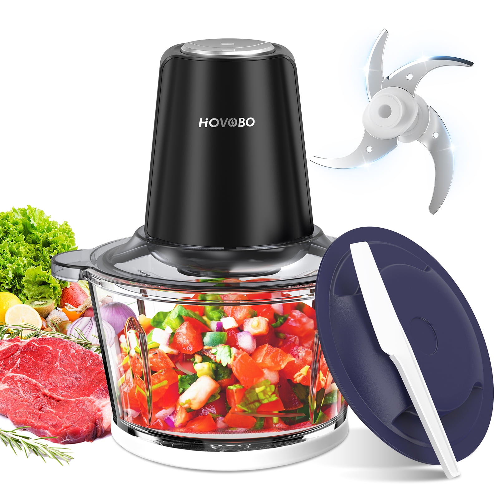 HOVOBO Electric Food Chopper，8 Cup Food Processor，500W Power Grinder ...