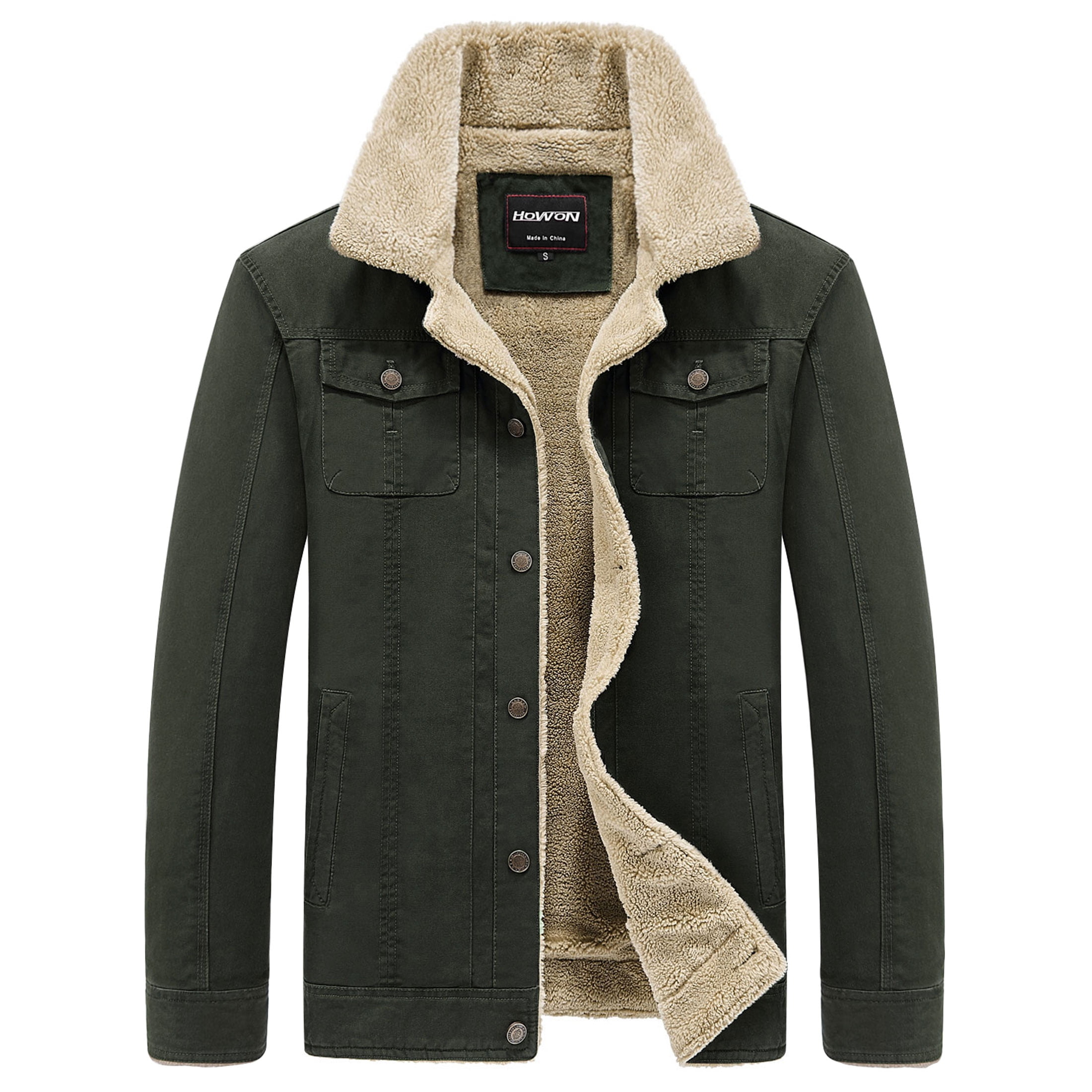 HOW'ON Men's Warm Utility Sherpa Lined Jacket Outwear Casual Multi ...