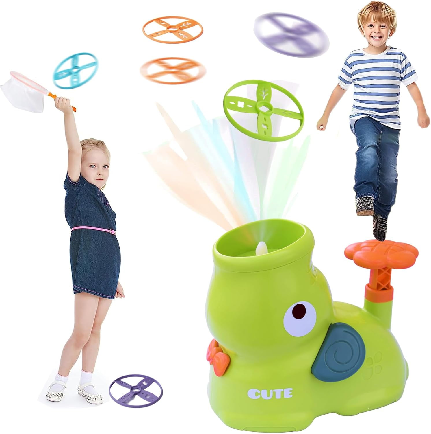 HOWADE Flying Disc Launcher Outdoor Activity Toy Game with 8 Flying ...