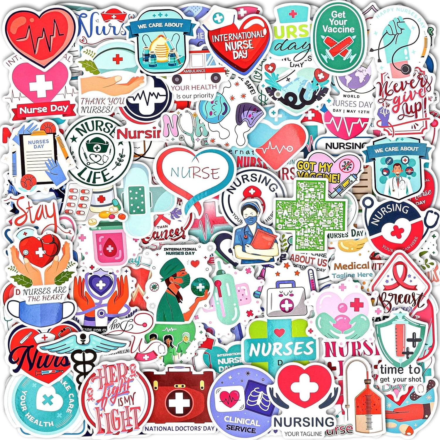 HOWAF 100pcs Nurse Vinyl Stickers, Thank You Nurse Water Bottle ...