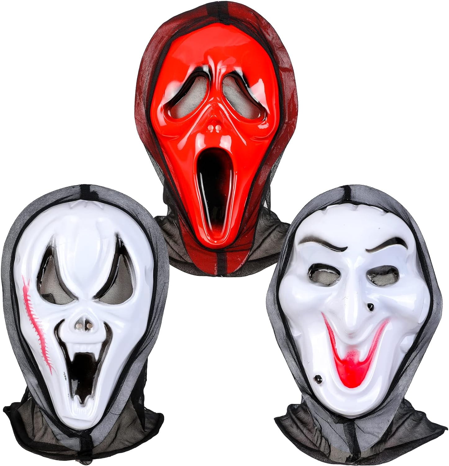 HOWAF 3 Scream Masks for Adults/Kids, Halloween Scary Masks, Skull ...