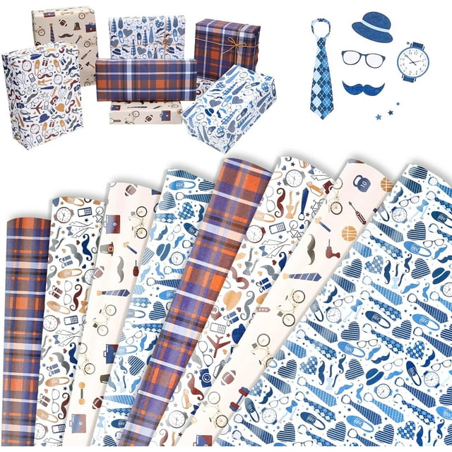 HOWAF 8 Sheets Happy Father's Day Wrapping Paper, Father's Day Party ...