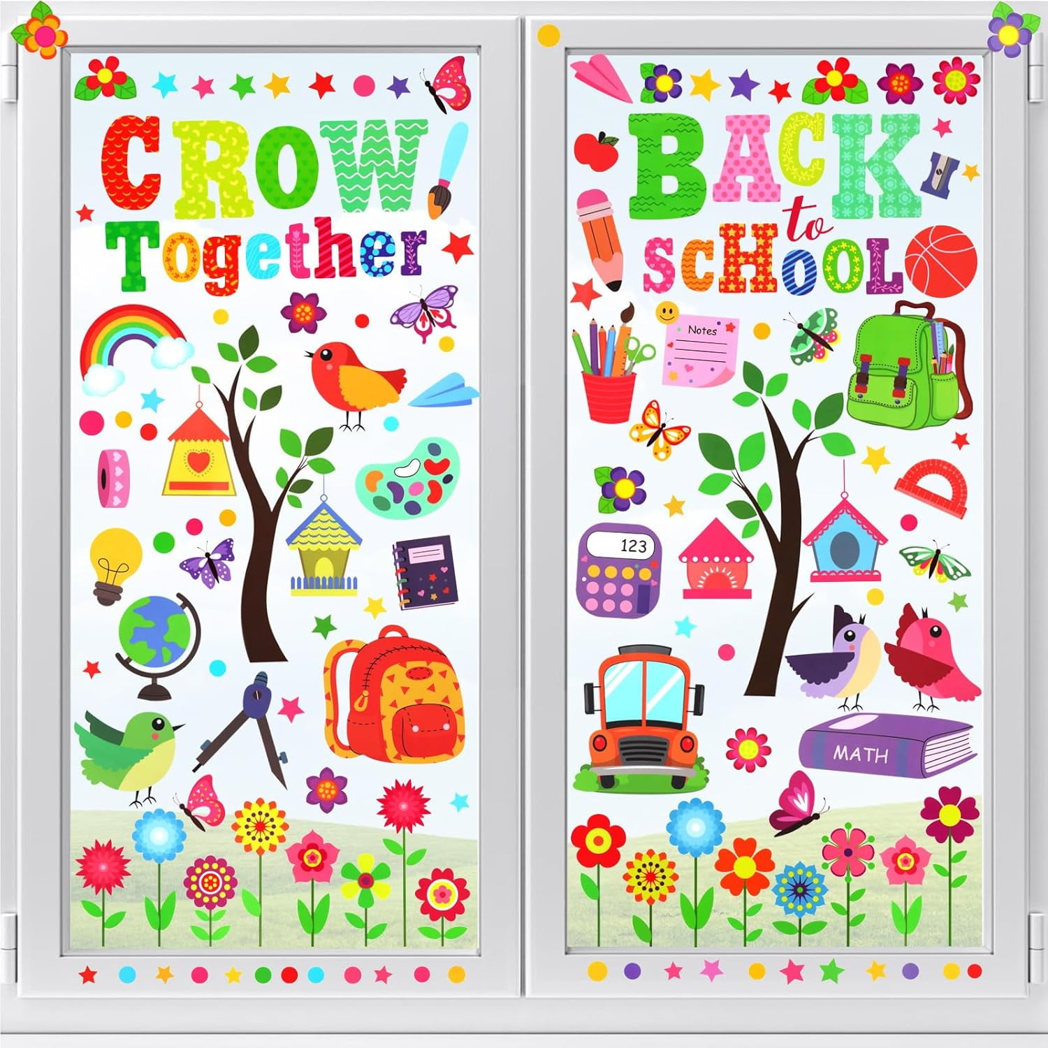 HOWAF Back to School Window Clings Stickers 70+pcs First Day of School ...