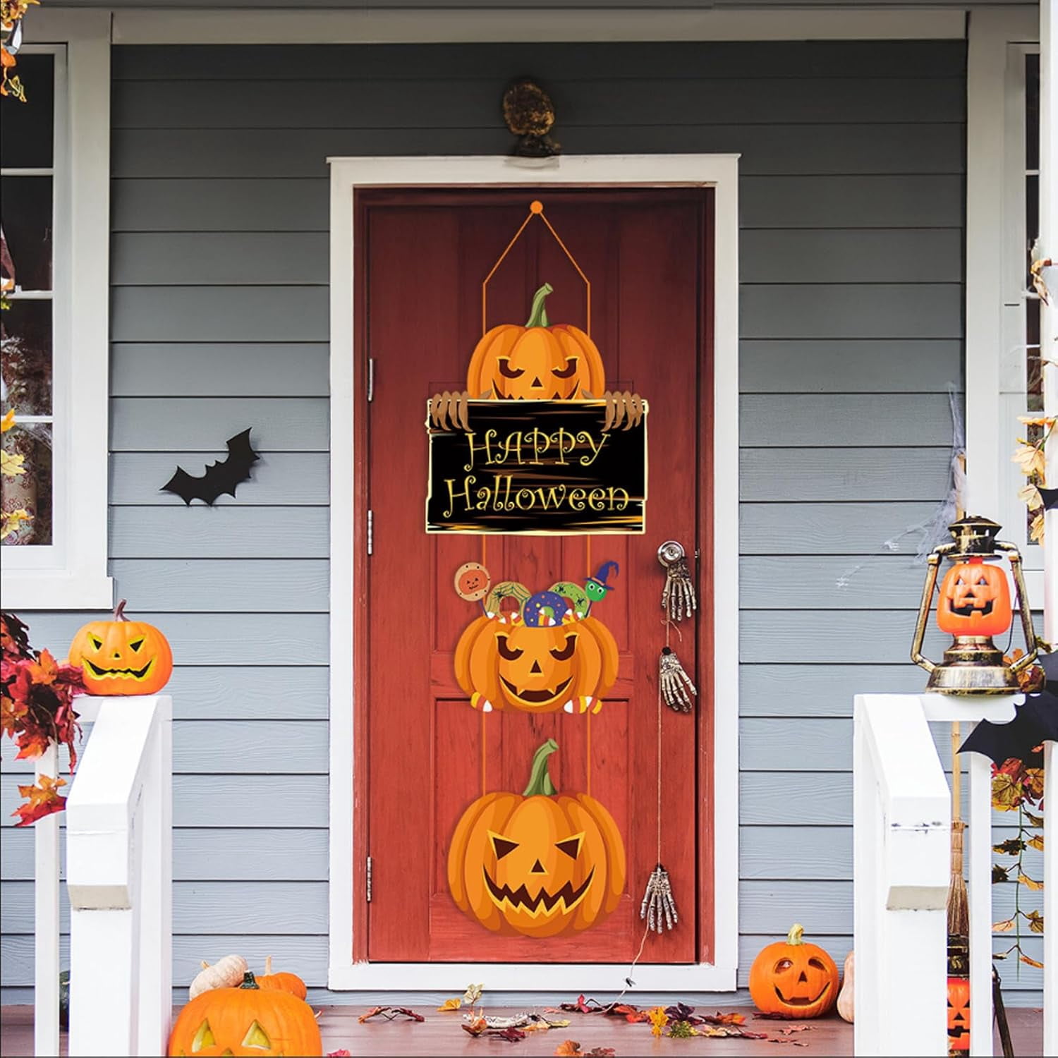 HOWAF Halloween Door Sign For Front Door, Halloween Door Decorations ...