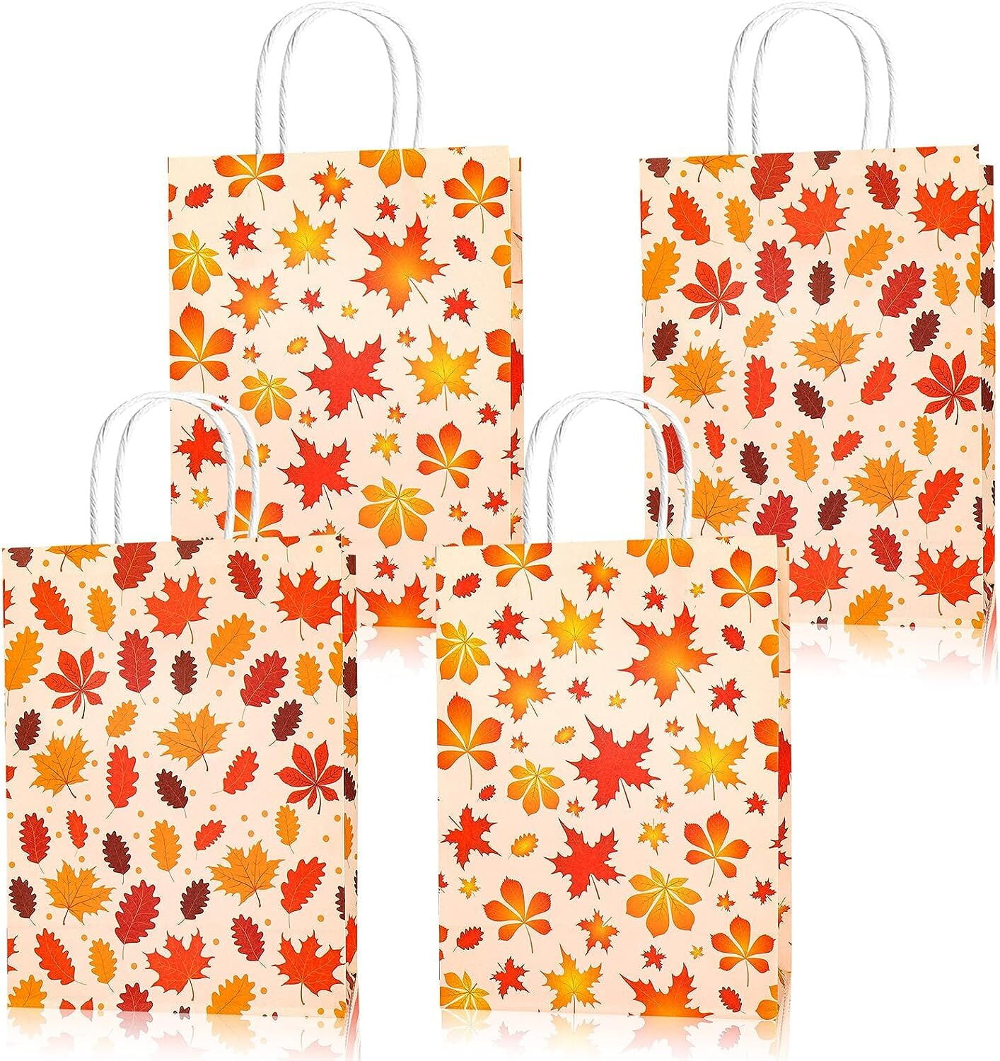 HOWAF Happy 12pcs Fall Theme Gift Bags, Orange Maple Leaf Treat Bags ...