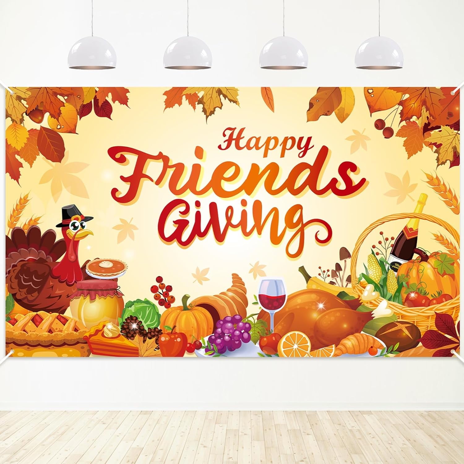 HOWAF Happy Friendsgiving Backdrop Banner, Large Fabric Happy ...